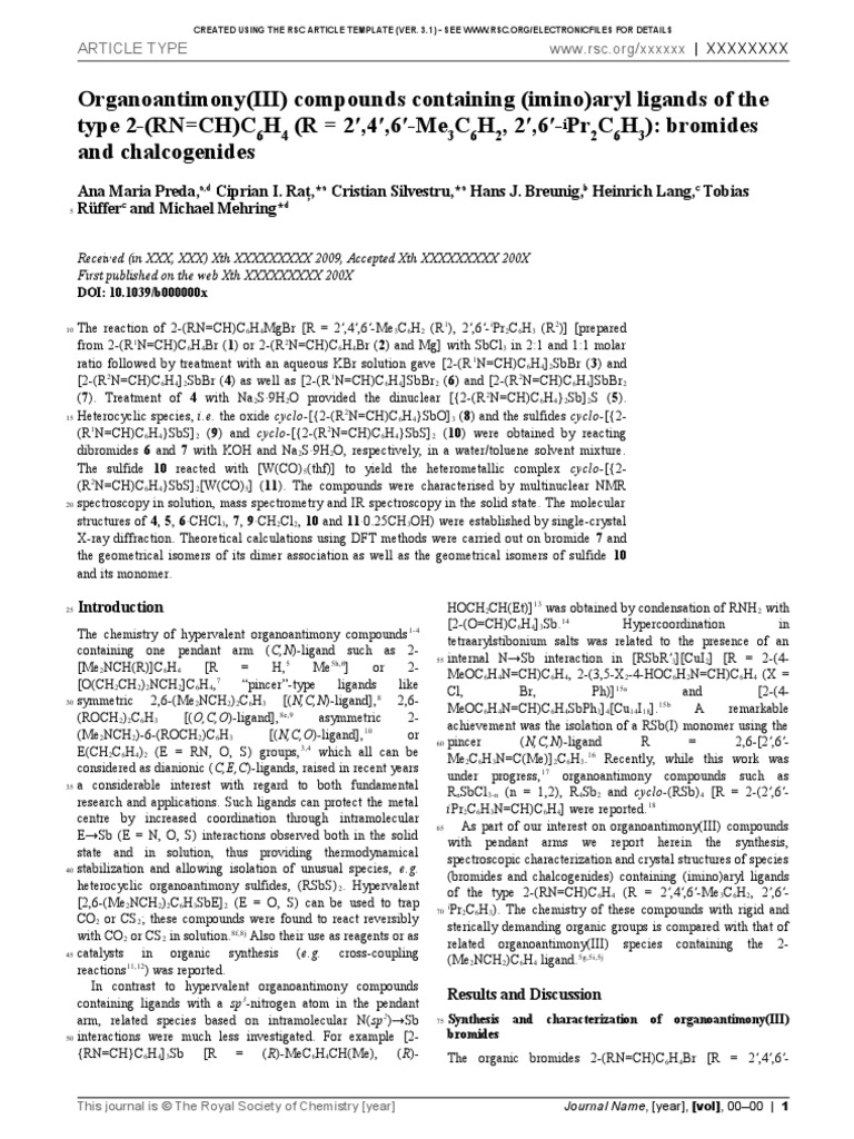 RSC Article Template-Mss - Dalton | PDF | Proton Nuclear Magnetic ...