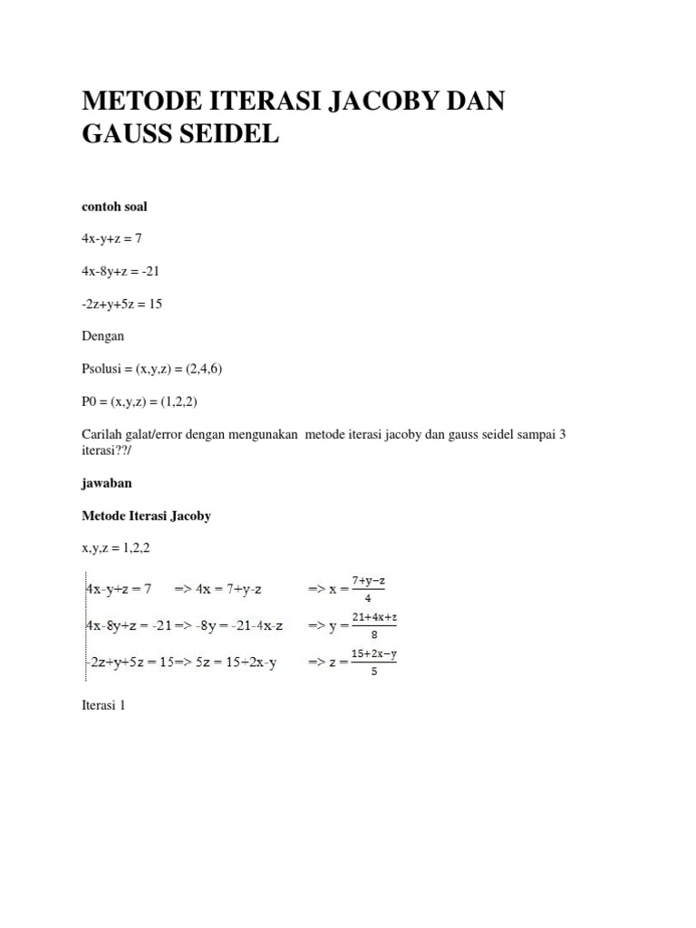 Contoh Soal Metode Gauss