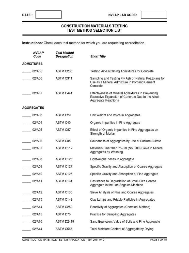 Astm Standard List | PDF | Concrete | Asphalt