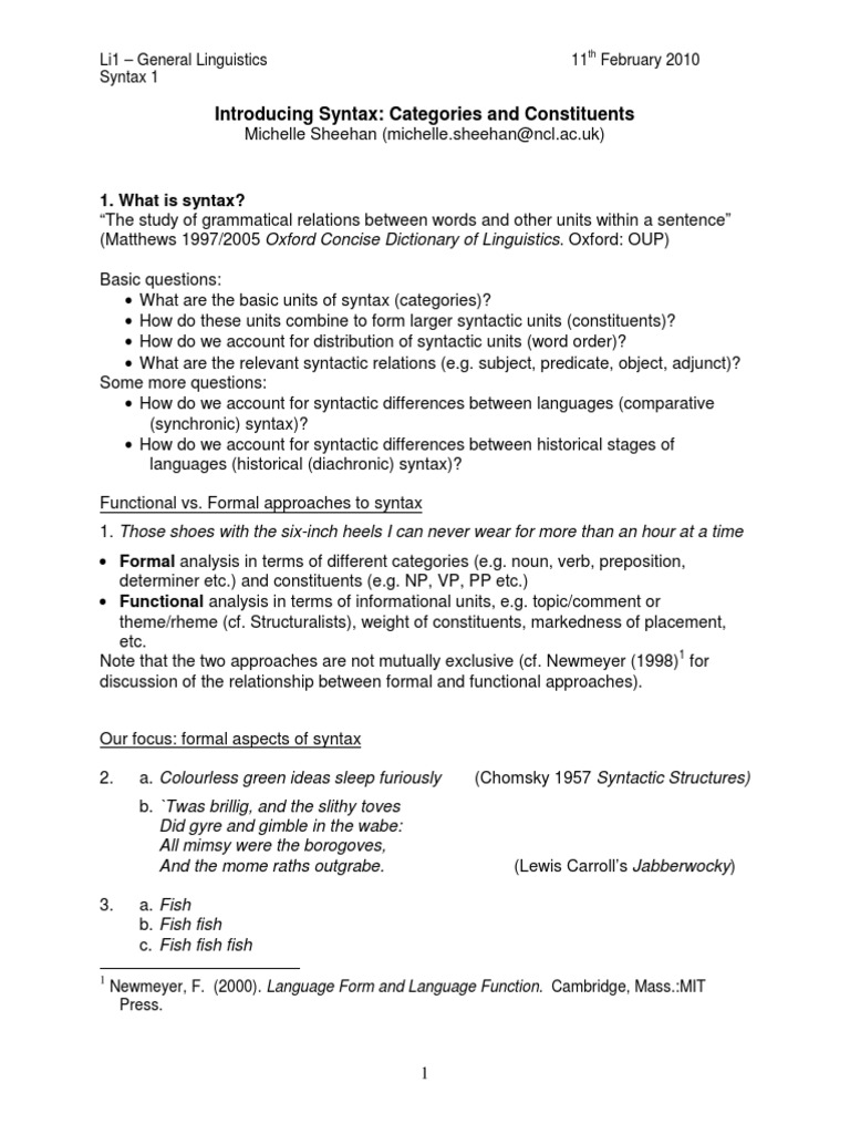 Introducing Syntax: Categories and Constituents | PDF | Phrase | Syntax