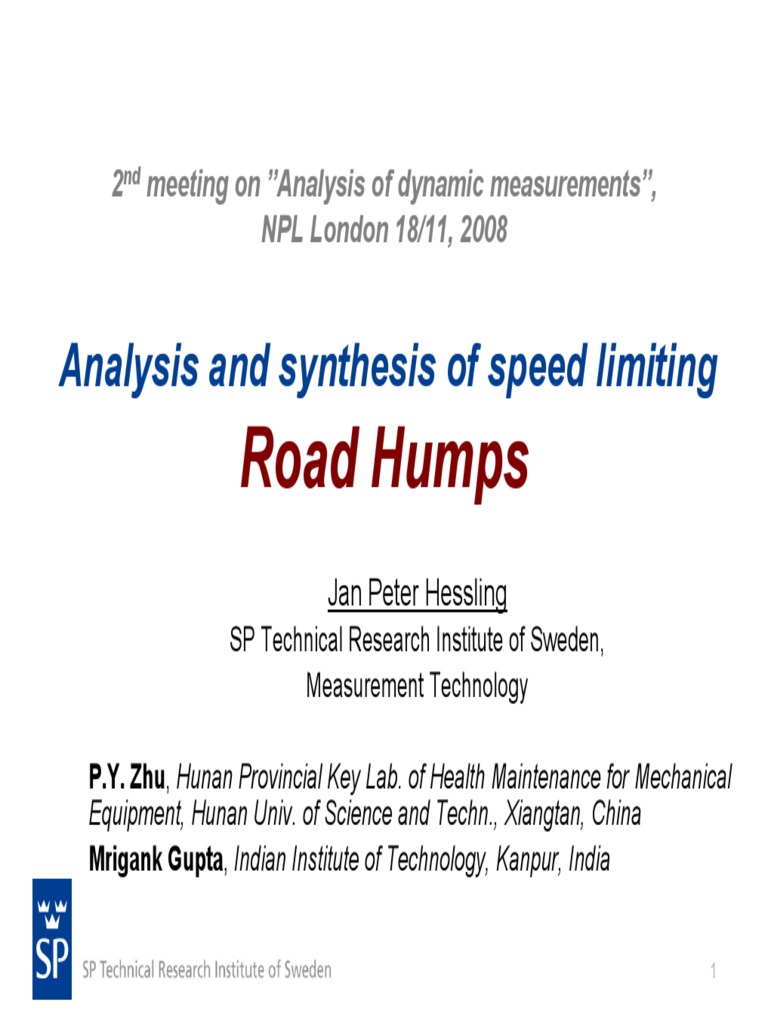 Analysis and Synthesis of Speed Limiting Road Humps | PDF | Signal ...
