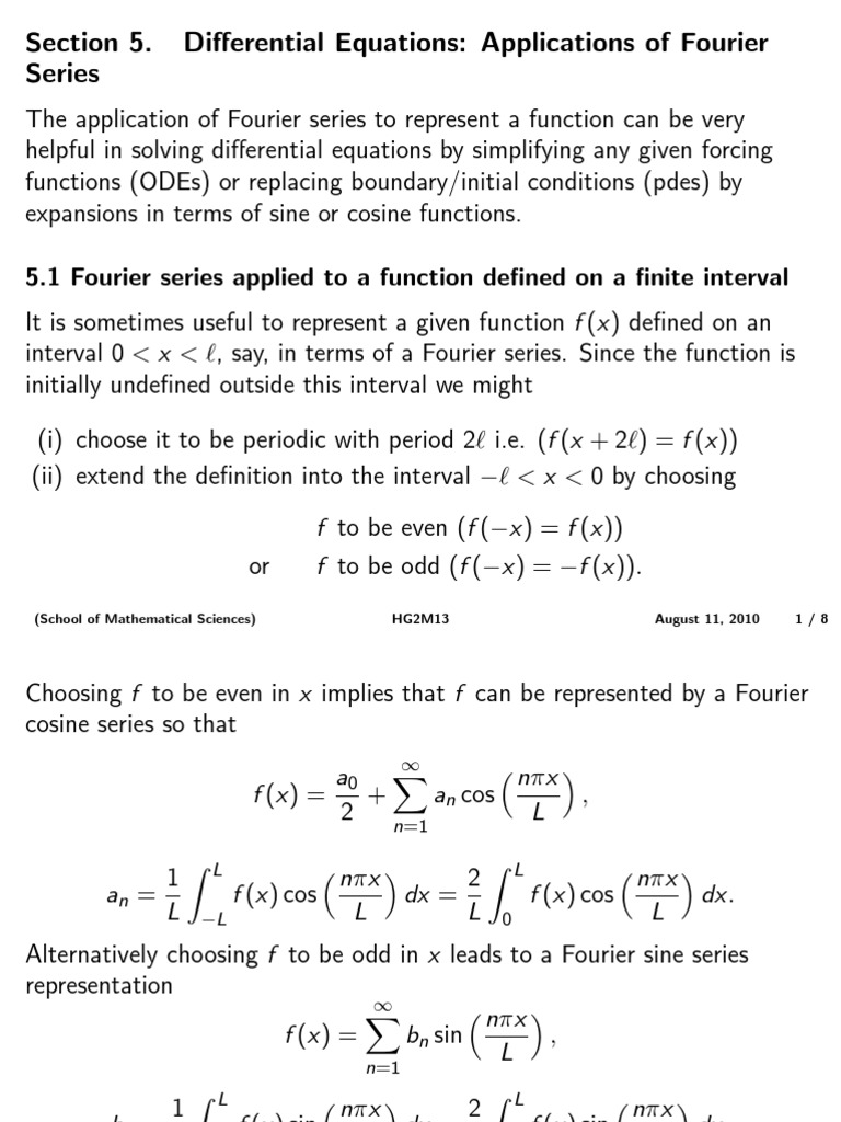 Application of Fourier Series | PDF | Fourier Series | Trigonometric ...