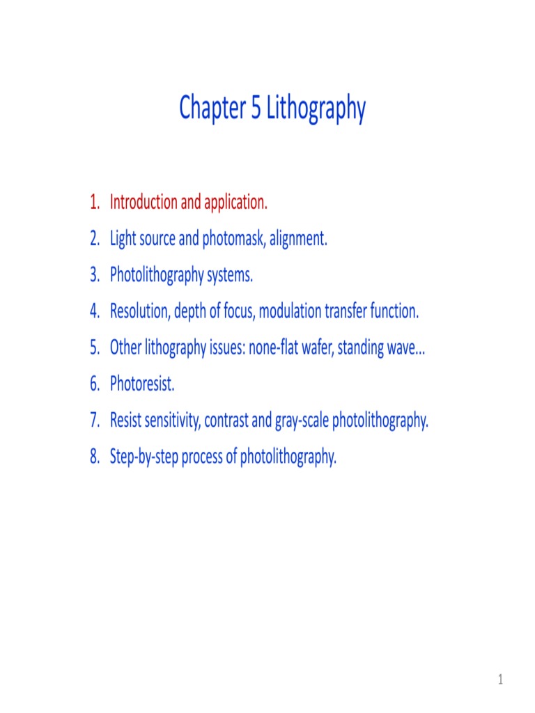 Chapter 5 Lithography: 1. Introduction and Application | PDF ...