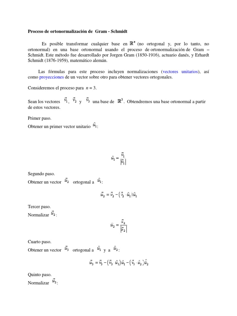 Proceso de Ortonormalización de Gram-Schmidt | PDF