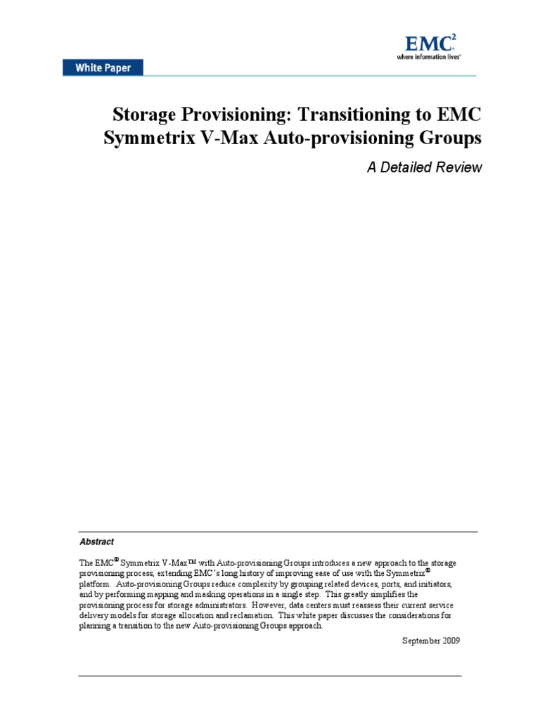 h6547 Storage Provisioning V Max Auto Provisioning Groups WP | PDF | Provisioning | Computer ...