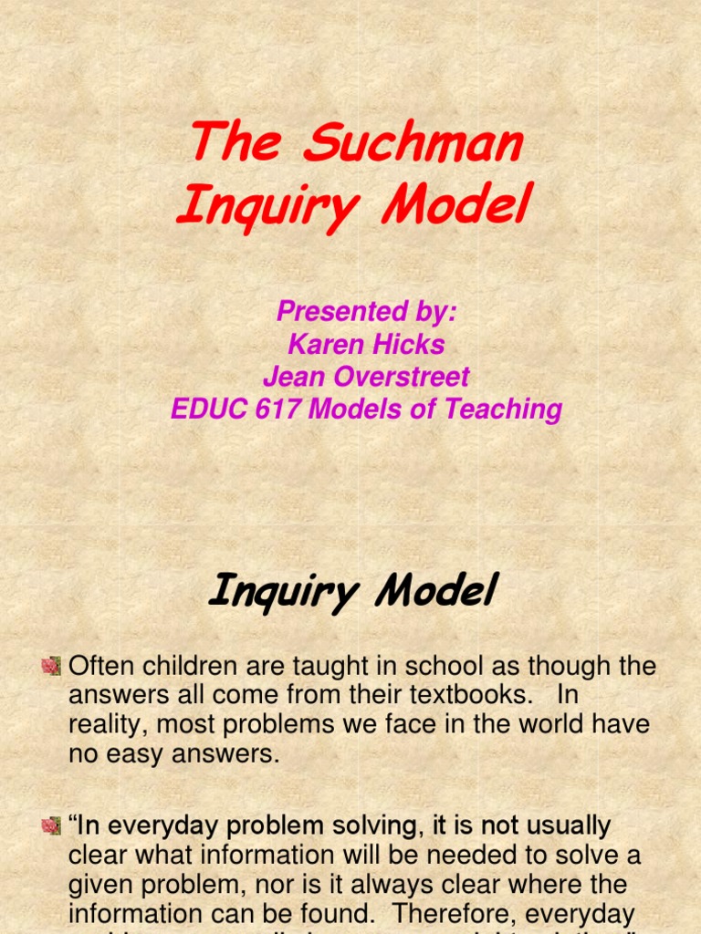 The Suchman Model | Hypothesis | Inquiry