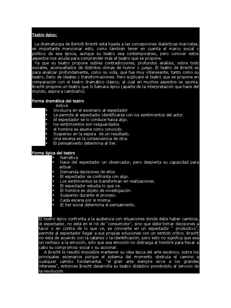 Teatro Épico | PDF | Teatro | Teoría