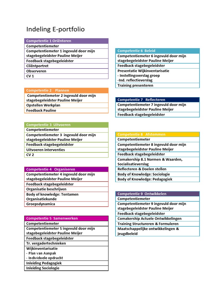 Indeling E-Portfolio | PDF