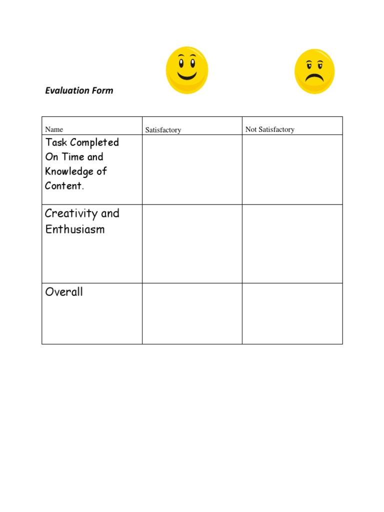 Performance Evaluation Form | PDF | Art | Self-Improvement