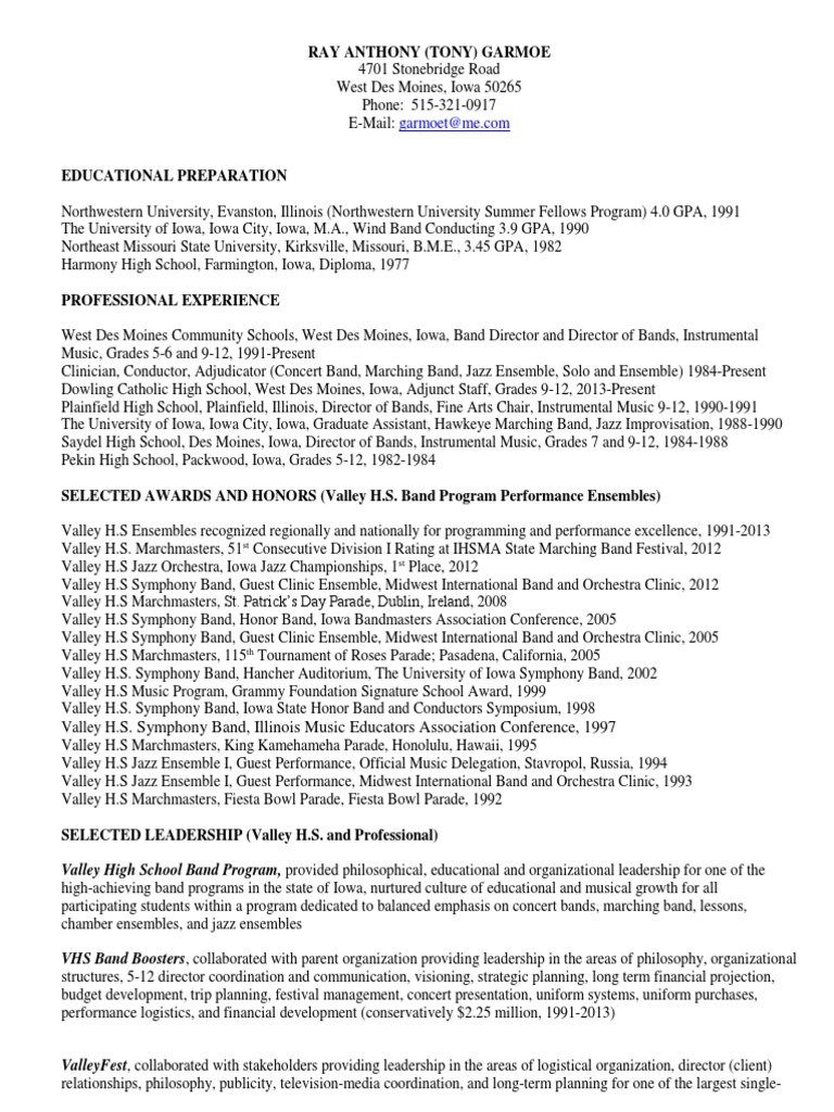 Resume Final | PDF | Orchestras | Conducting