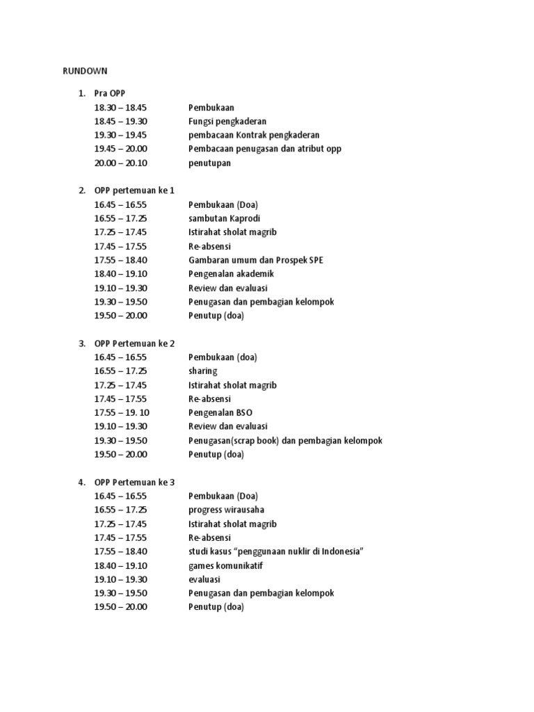 Contoh Rundown Acara | PDF