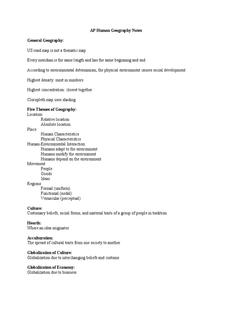 AP Human Geography Notes | Download Free PDF | Human Migration ...
