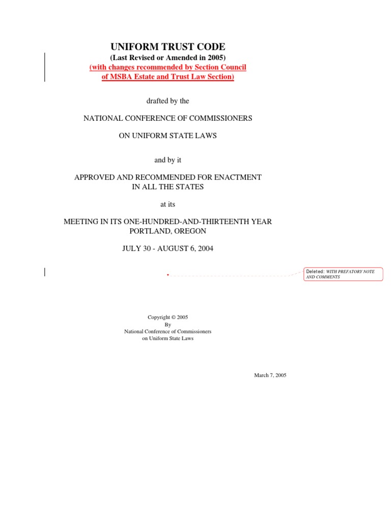 Uniform Trust Code | Download Free PDF | Trust Law | Trustee