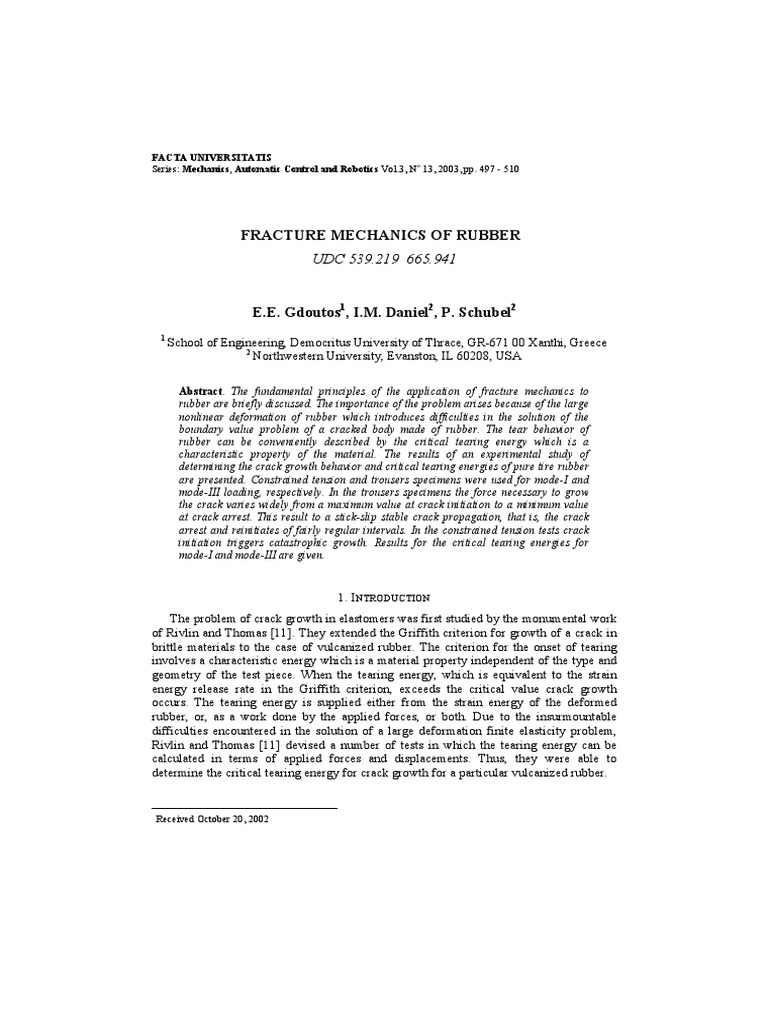 Fracture Mechanic of Rubber | PDF | Fracture | Fracture Mechanics