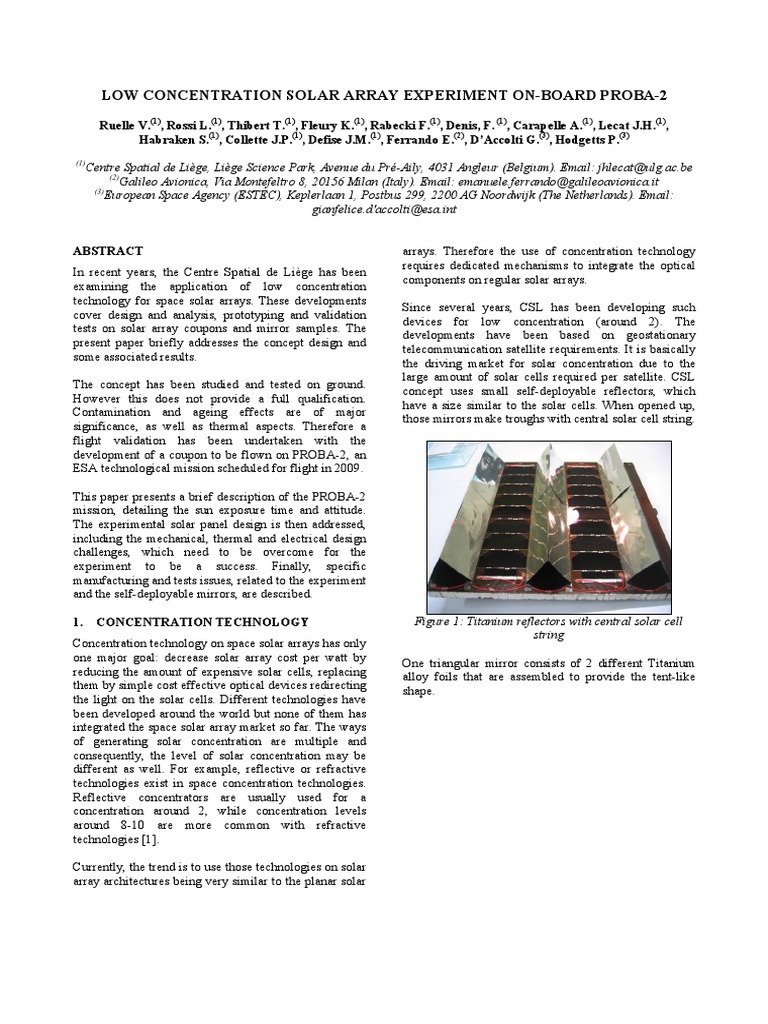 ESPC Paper - ESP Proba2 - Final | PDF | Solar Cell | Mirror