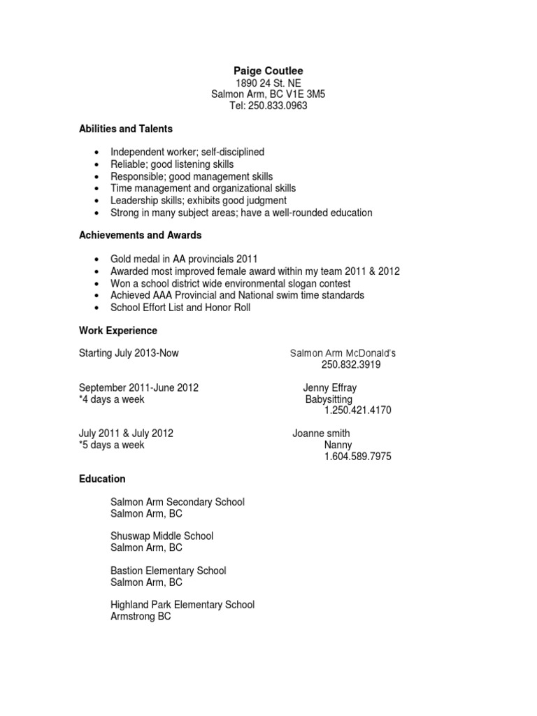Paige Coutlee Resume: Skills & Experience | PDF