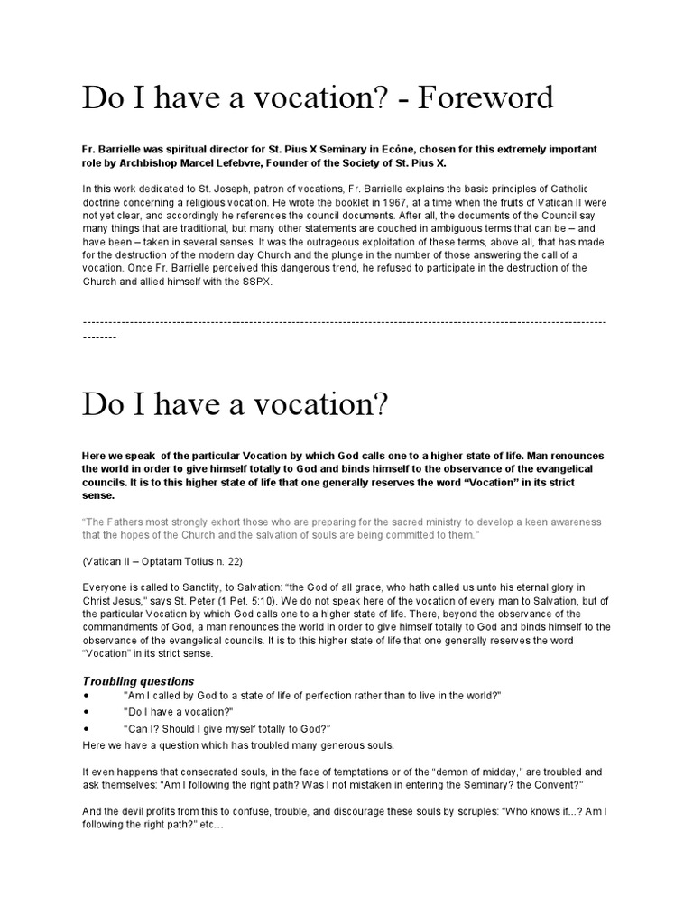 Do I Have A Vocation? - Foreword: Troubling Questions | Download Free ...
