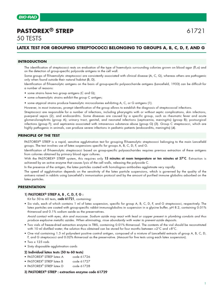 Pastorex Strepto Group | PDF | Streptococcus | Sepsis