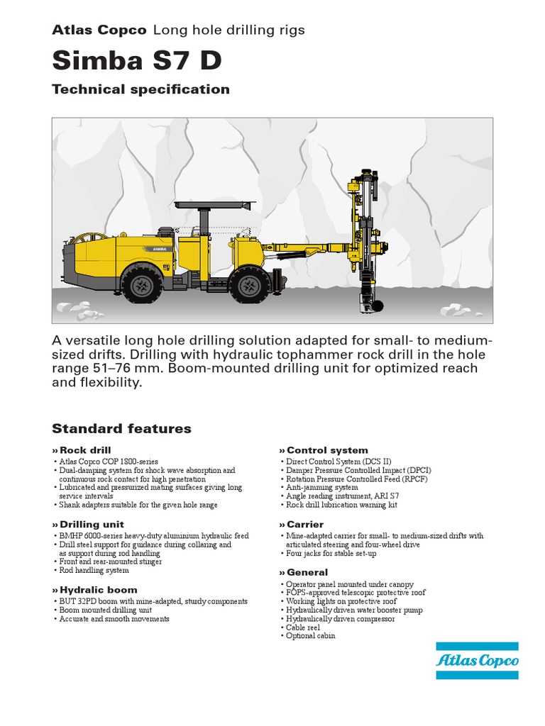 Technical Specification Simba S7 D Atlas Copcop | PDF | Drill ...