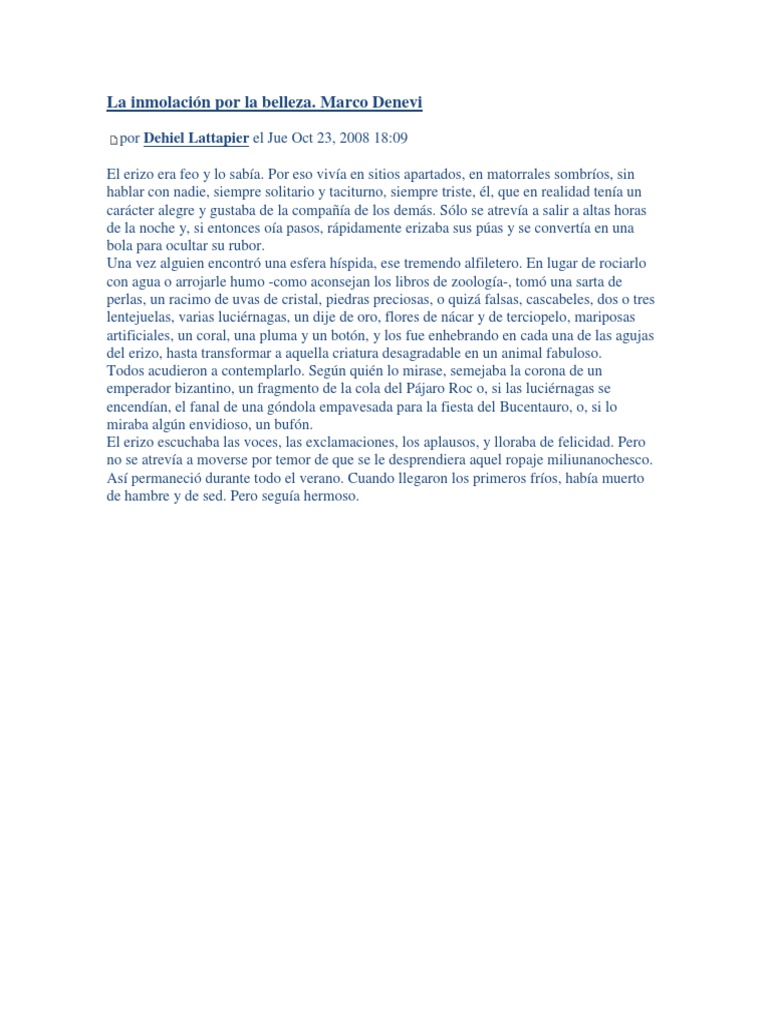 La Inmolación Por La Belleza | PDF | Poesía | Libros para adolescentes