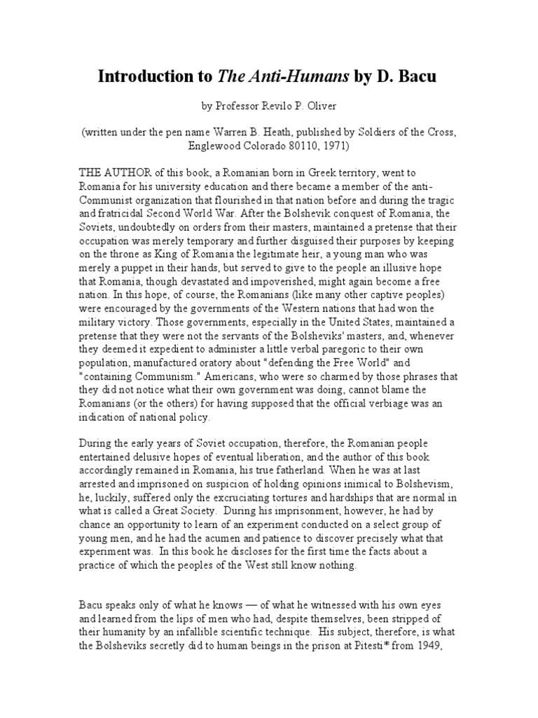 Oliver Revilo Pendleton - Introduction To The Anti-Humans by D Bacu | PDF