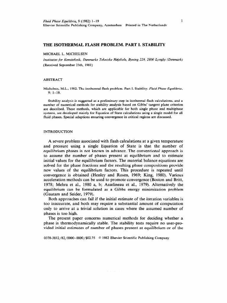 Michelsen The Isothermal Flash Problem 1 Stab | PDF | Eigenvalues And ... Michelsen The Isothermal Flash Problem 1 Stab | PDF | Eigenvalues And ...