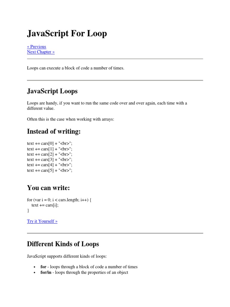 JavaScript For Loop | PDF | Control Flow | Software