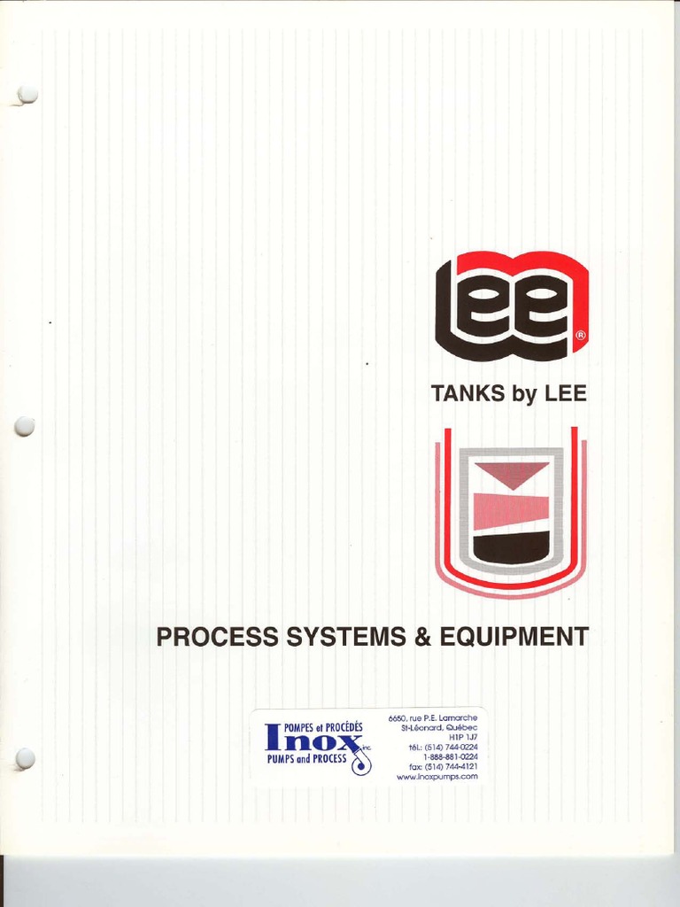 Proc - Ess System:S & Equipment: Tanks by Lee | PDF | Pipe (Fluid ...