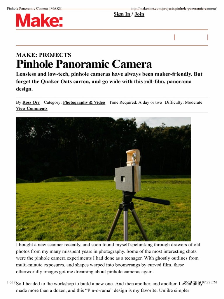 Pinhole Panoramic Camera MAKE | PDF | Camera | Exposure (Photography)