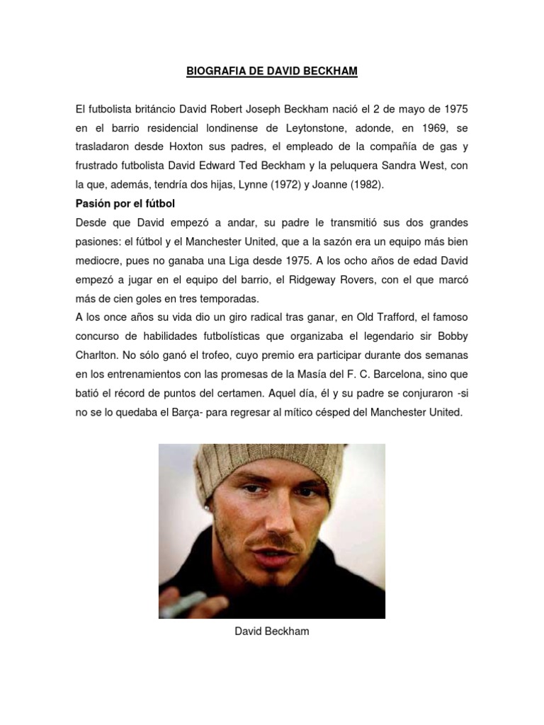 Biografia de David Beckham | PDF | David Beckham | Manchester United FC