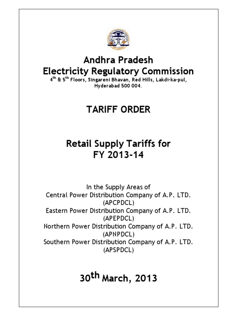 Tariff Order 2013 14 | Tariff | Revenue