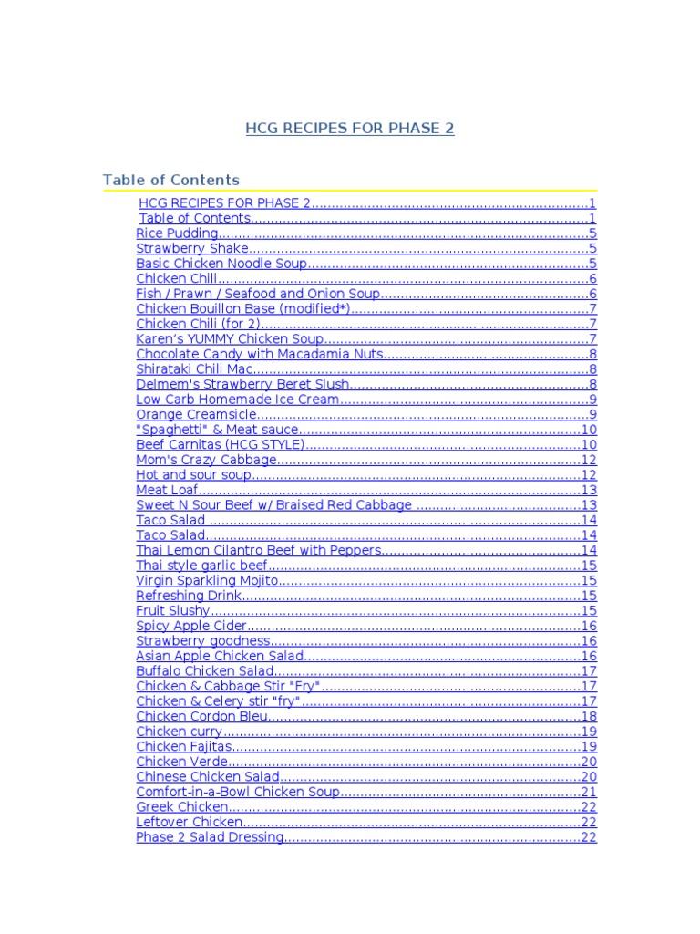 HCG Phase 2 Recipes | PDF