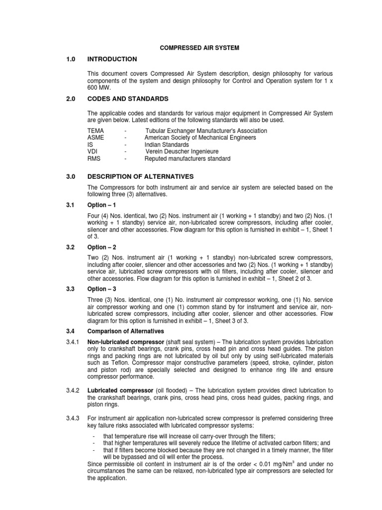 Compressed Air System Design Basis | PDF | Gas Compressor | Mechanical ...