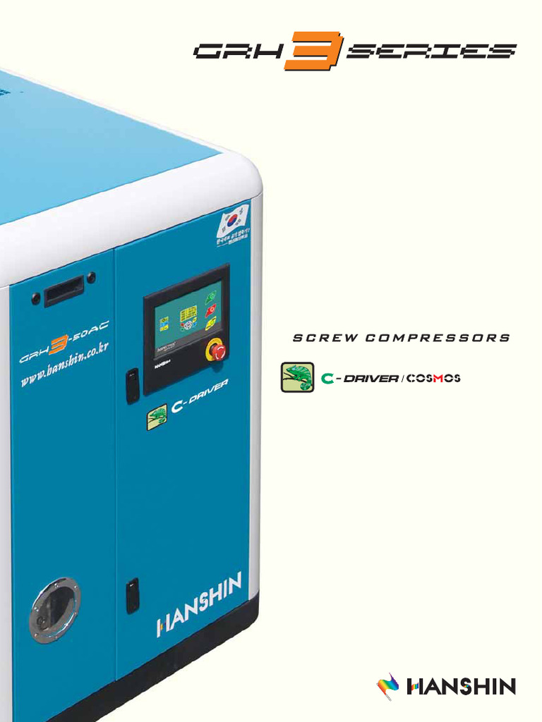 Hanshin Air Compressor Model GRH3 | PDF | Gas Compressor | Aerosol