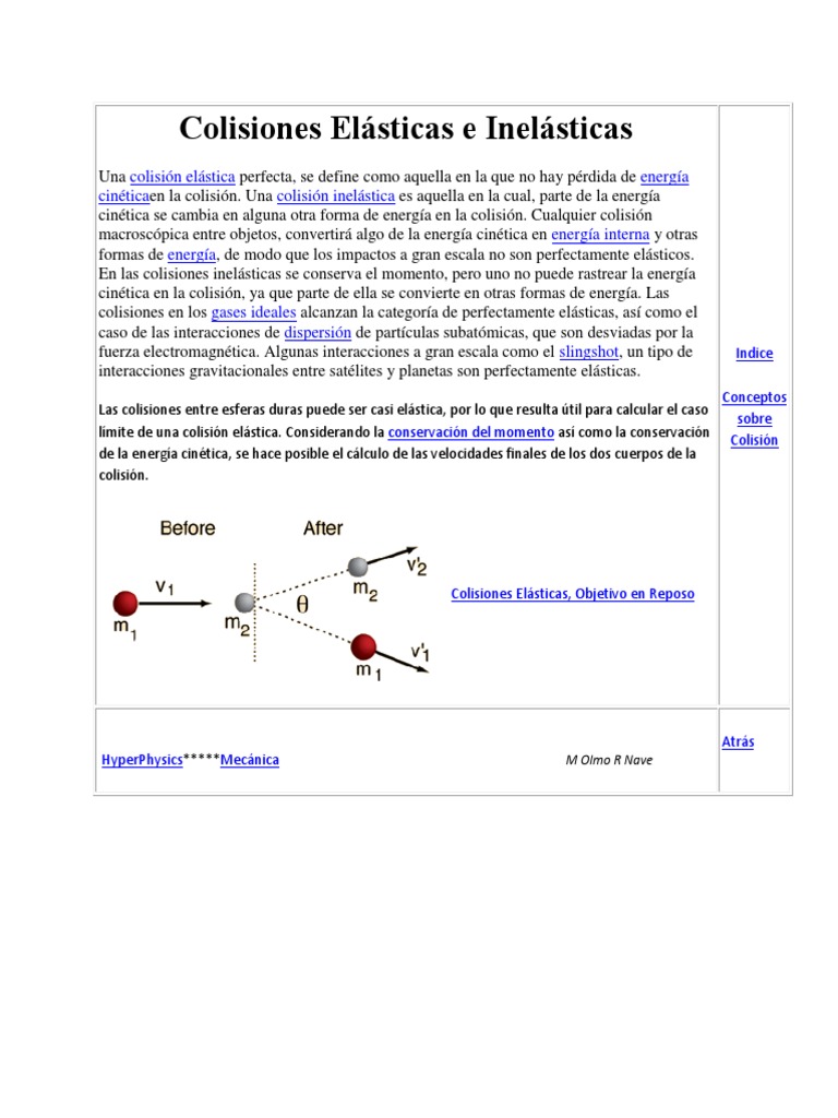Colisiones Elásticas e Inelásticas | PDF | Energía cinética ...