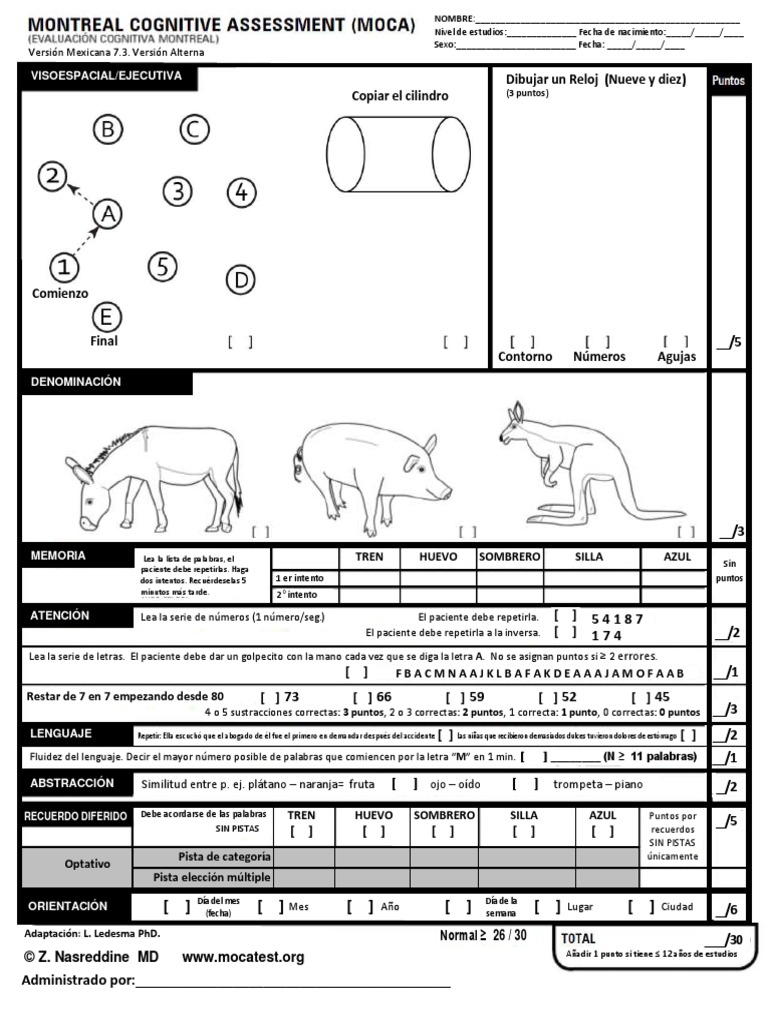 MoCA Test Spanish 7.3 | PDF