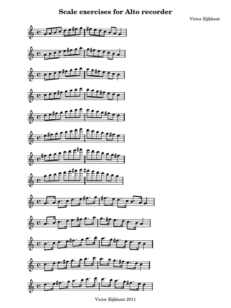 Scale Exercises For Alto Recorder | PDF | Computing And Information ...