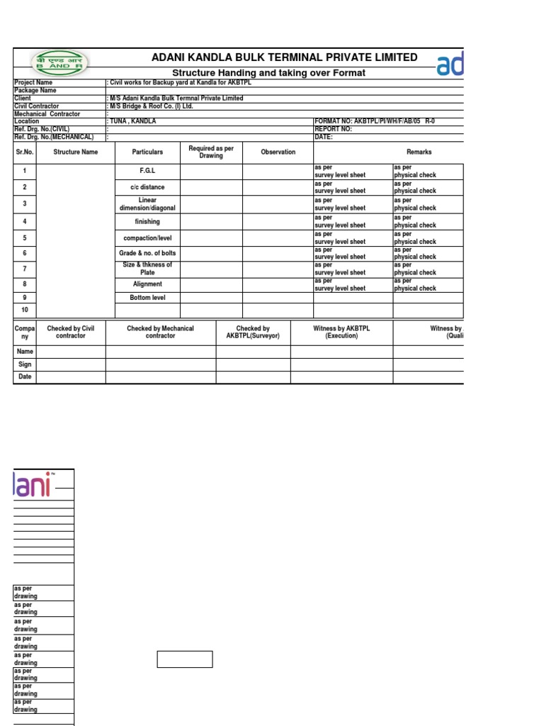 Structure Handing - Taking Over Format | PDF