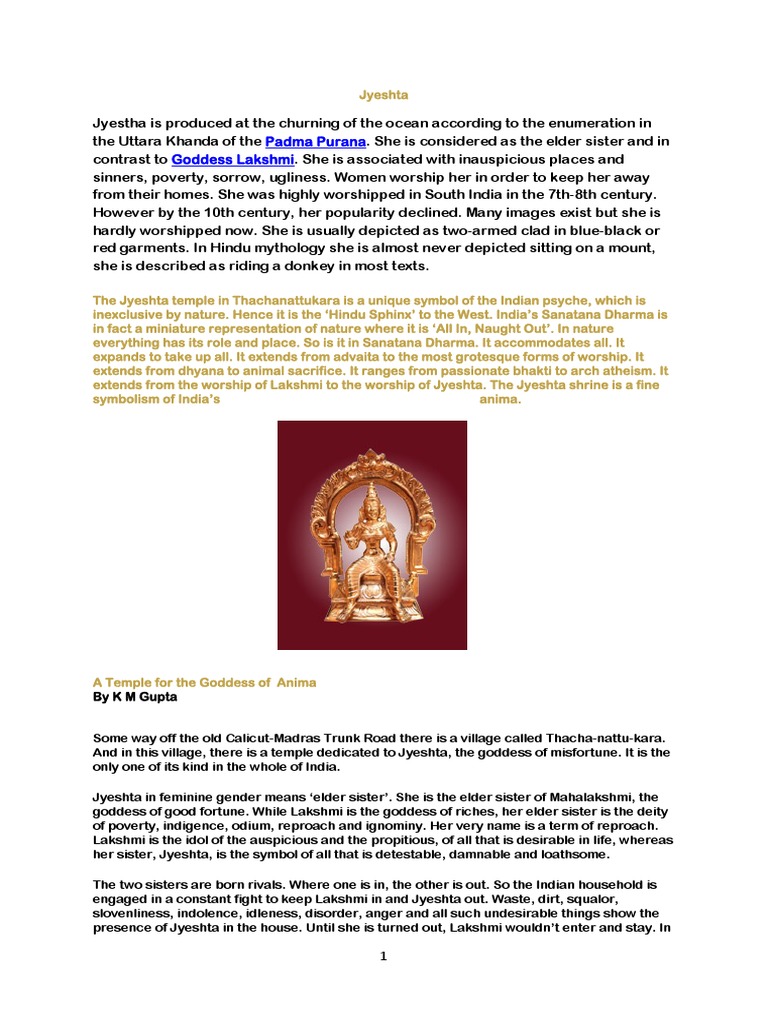 Jyeshta Devi | PDF | Indian Religions | Hindu Mythology
