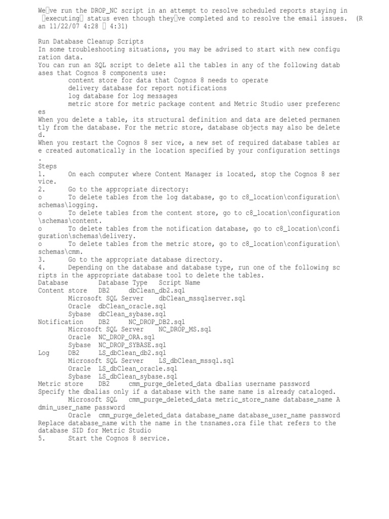 Clean Up Script | PDF | Sql | Oracle Database