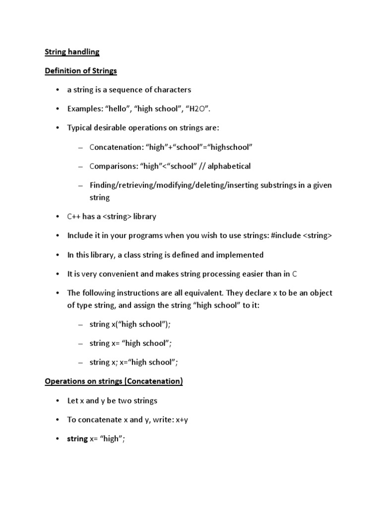String Handling in C++ | PDF | String (Computer Science) | Metalogic