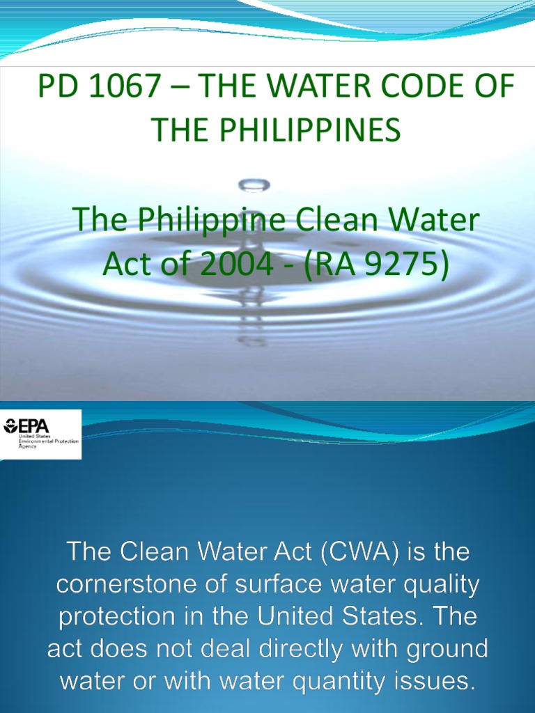 PD 1067 Water Code of The Philippines and Clean Water Act | PDF | Clean ...