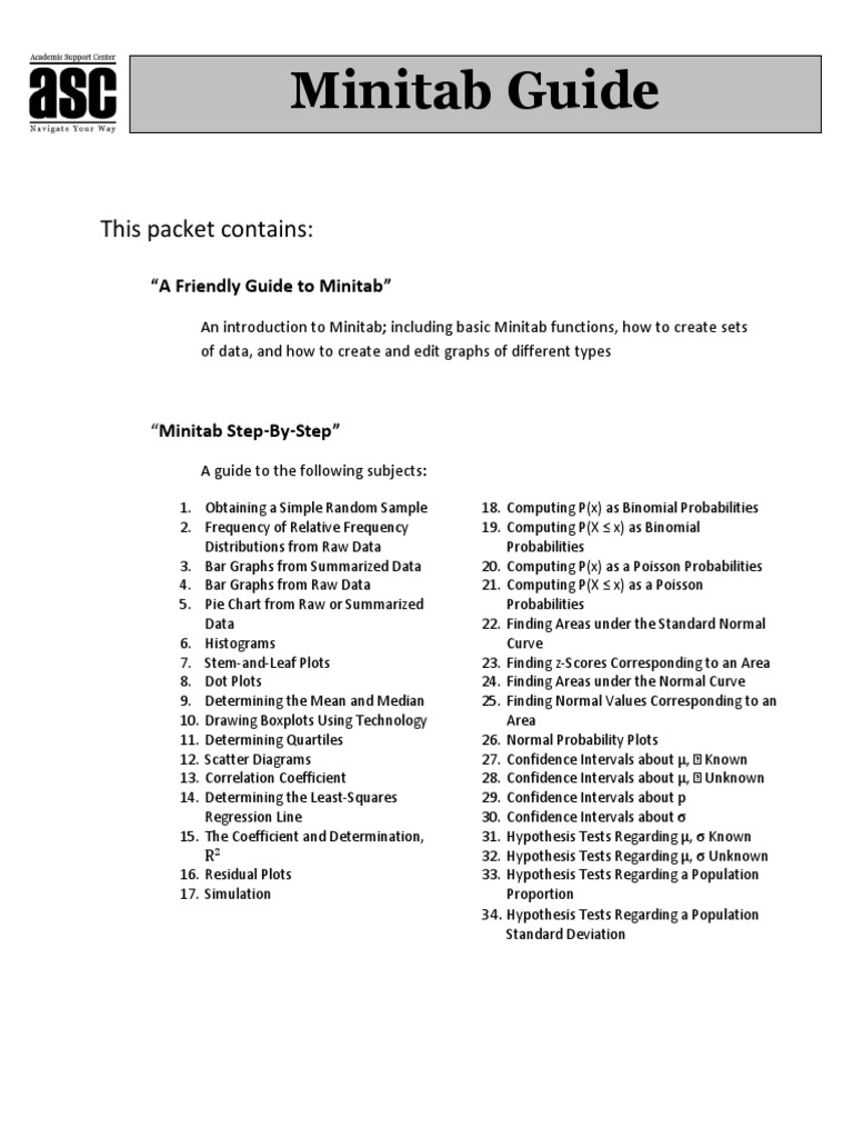 Minitab Guide | PDF | Confidence Interval | Normal Distribution
