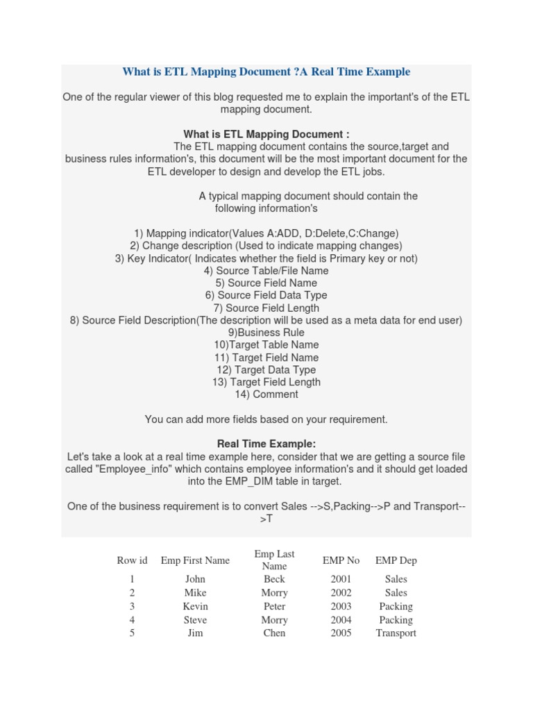 ETL Mapping Document | PDF | Information Technology | Information Science