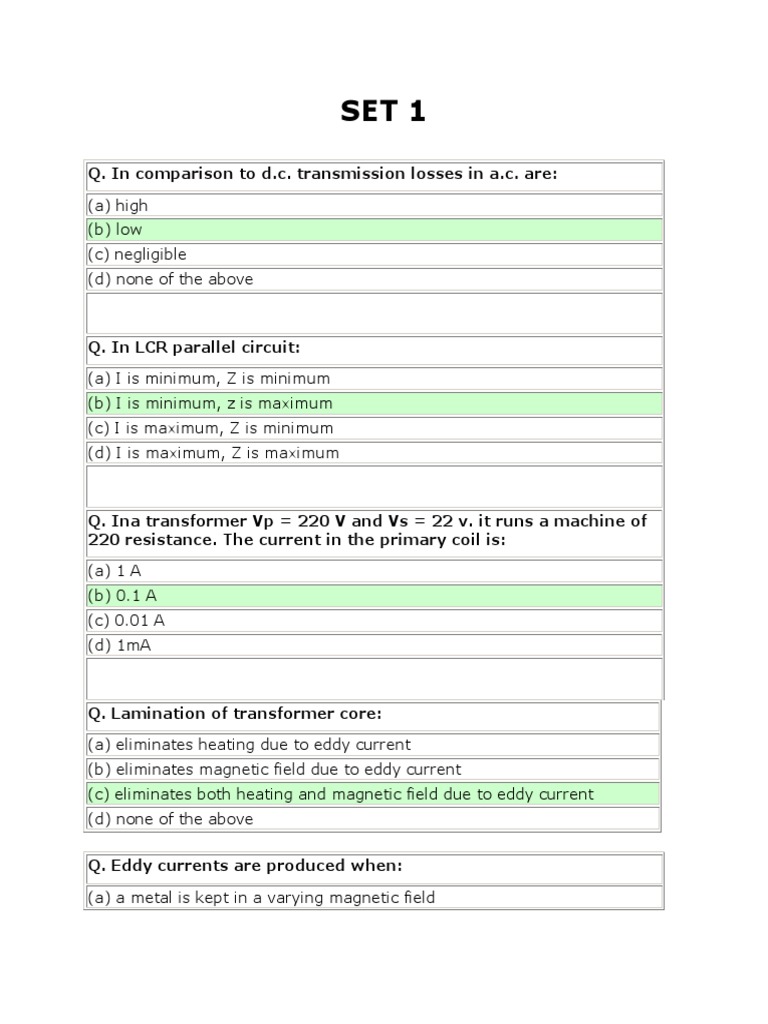 Electrical Circuit & Circuit Analysis MCQ'S | PDF | Capacitor ...