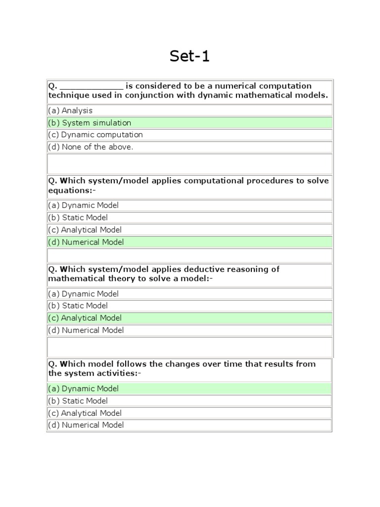 Simulation and Modeling MCQ'S | PDF | Computer Simulation | System