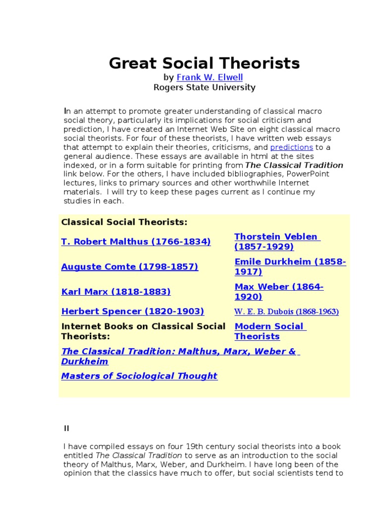 Great Social Theorists Weber | PDF | Social Theory | Sociology
