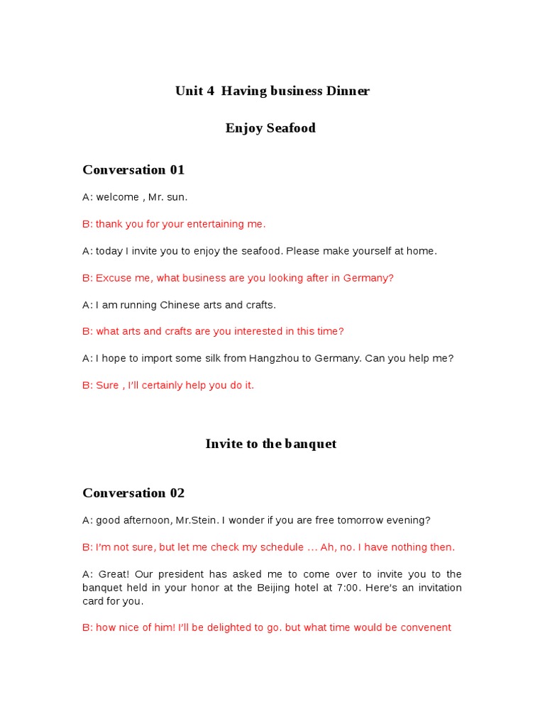 Business Dinner Conversations Guide | PDF