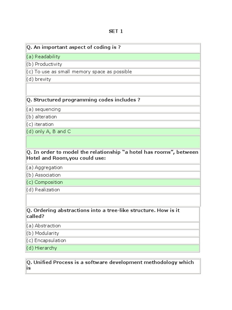 Oose MCQ'S | PDF | Component Based Software Engineering | Class (Computer Programming)