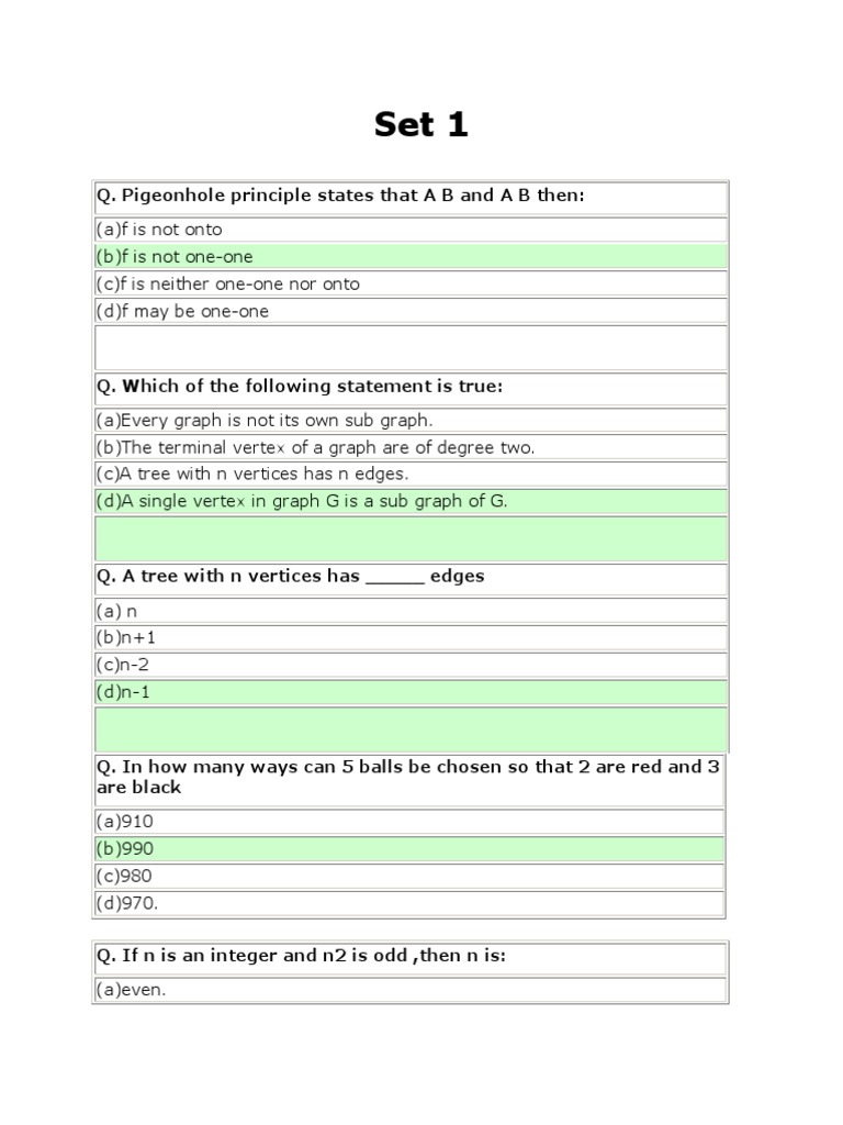 Discrete Mathematics MCQ'S | PDF | Vertex (Graph Theory) | Mathematical ...